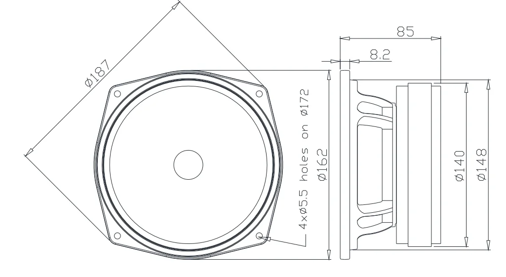 High Power 6" Midbass Woofer Speaker Driver L06/4184,150watt,4ohm - Buy ...