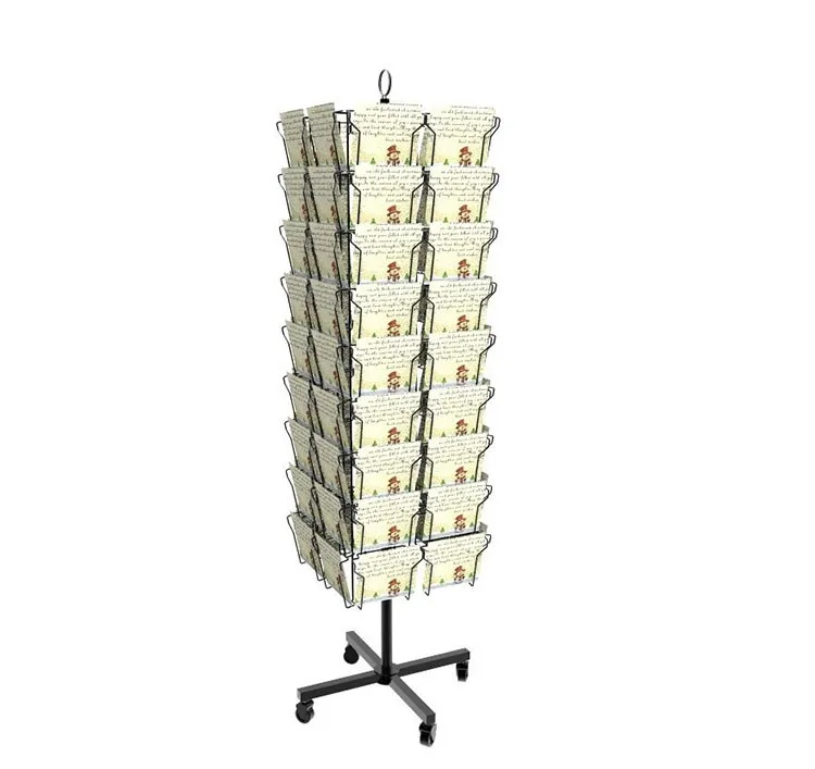 4 Ways Rotating Gift Card Display Rack Moveable Flooring Post Cards ...