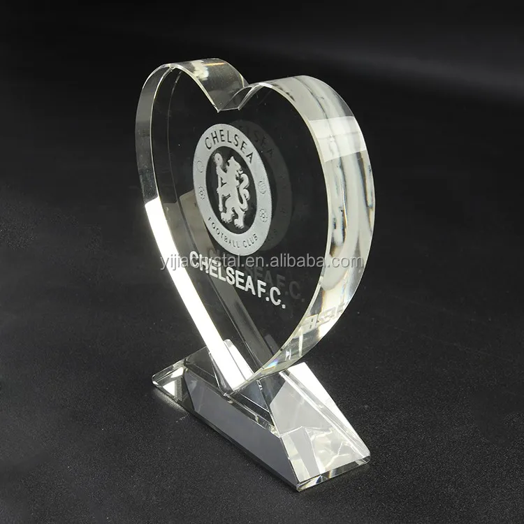 Clear Heart Shaped Crystal Award Trophy For Custom Logo Engraving - Buy ...