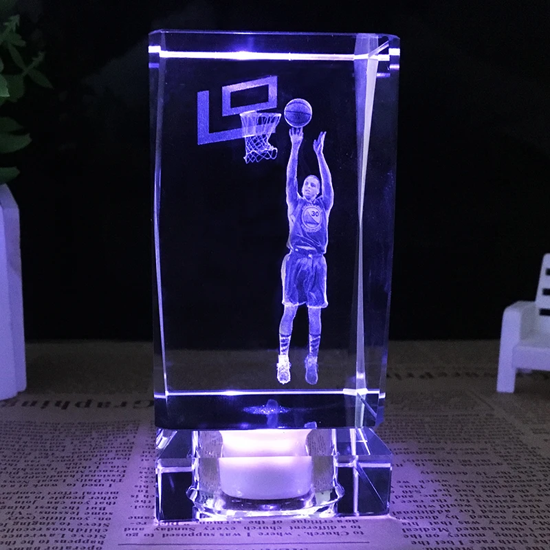 K9 Crystal Cube Figurine Nba Basketball Star Curry Model Crystal Glass ...
