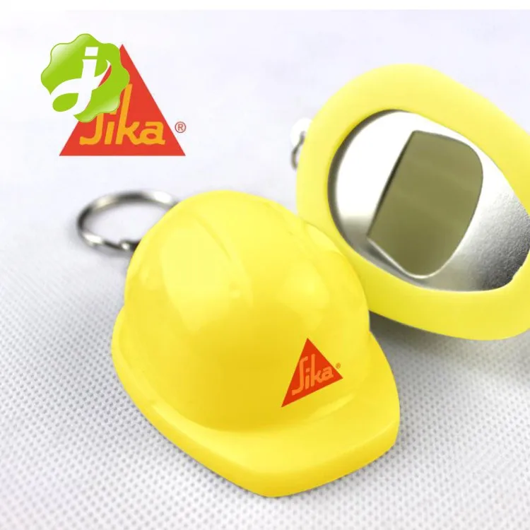 Promotion Plastic White Safety Helmet Keychain with Logo