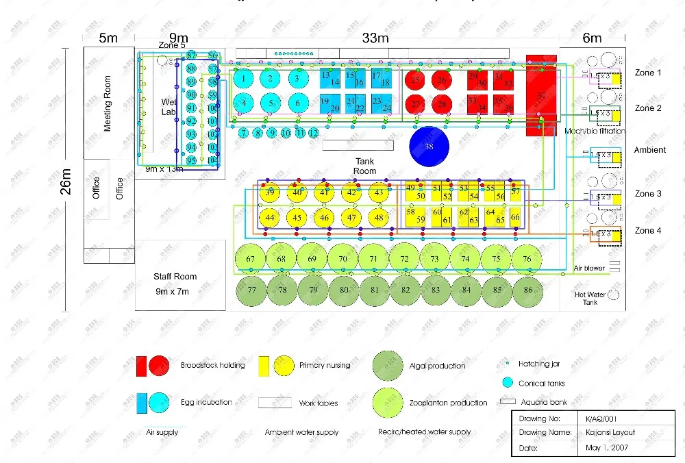 CATAQUA Layout Design for Fish Farm Modern Recirculating Aquaculture System