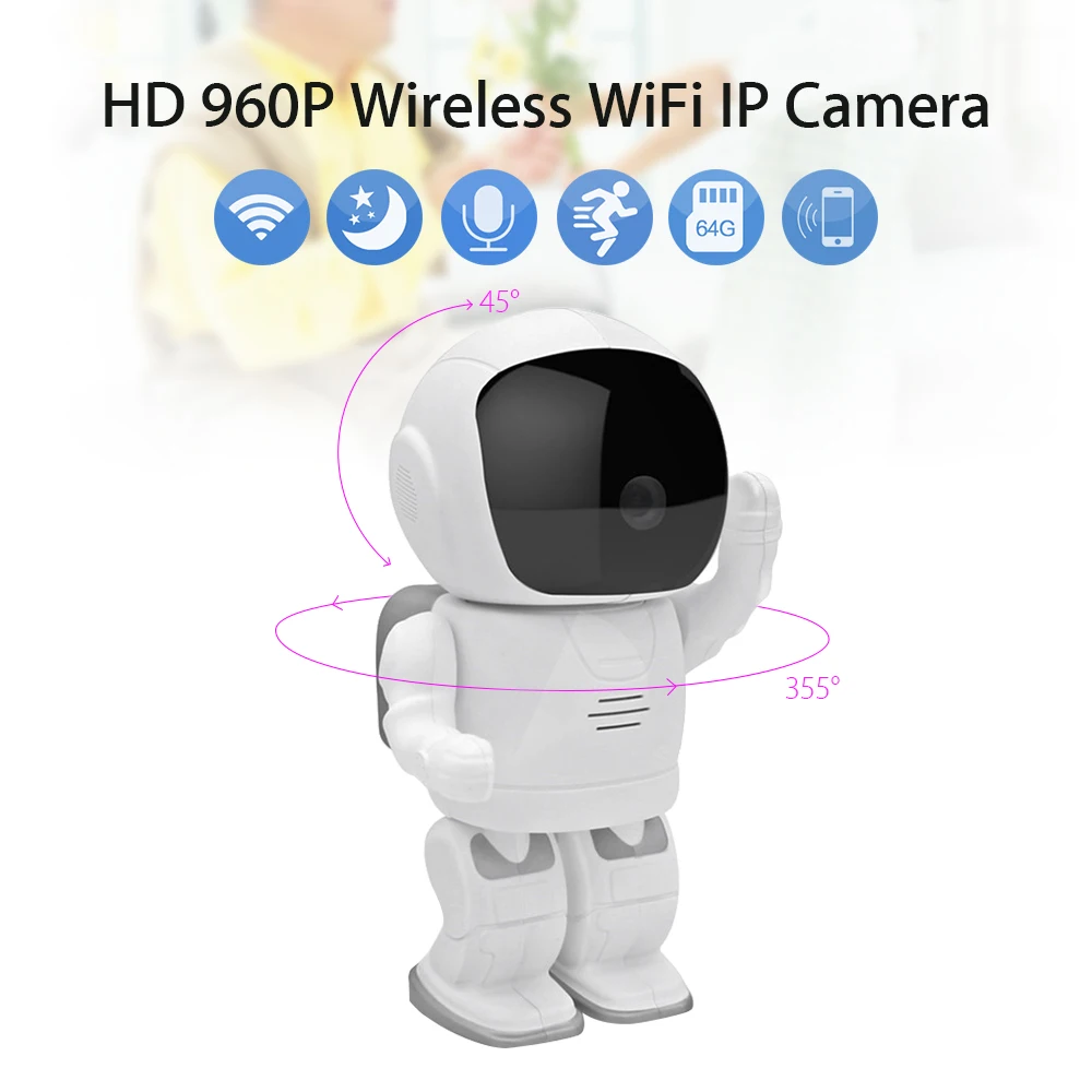 Wireless Hd 960p Wireless Wifi Robot Ip Camera Baby Monitor Two-way ...
