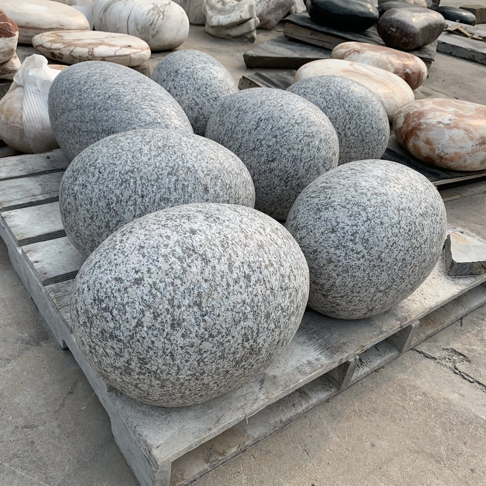 New Garden Oval Pebble Shape Polished Grey Granite Landscaping Stone ...