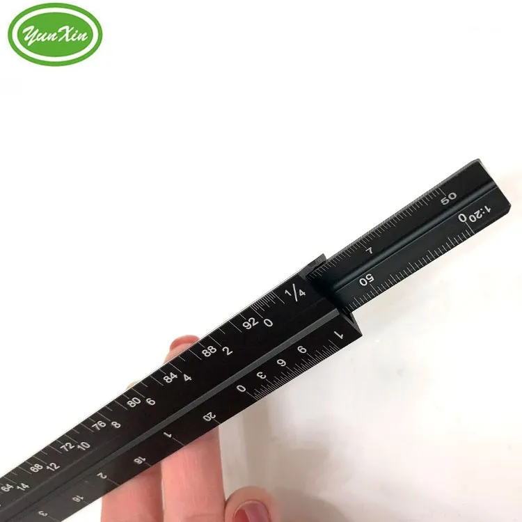 2019 New Metal 12 Inch Aluminum Laser Architect Triangular Scale Ruler Set