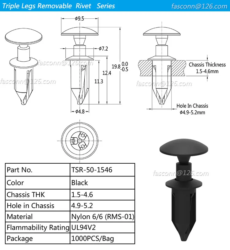 Nylon Mini Tough Snap Rivets - Durable, Removable Fasteners