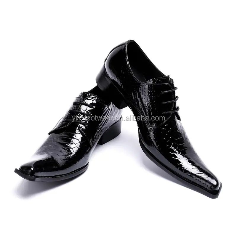 Square Toe Genuine Leather Men's Business Casual Wedding Shoes