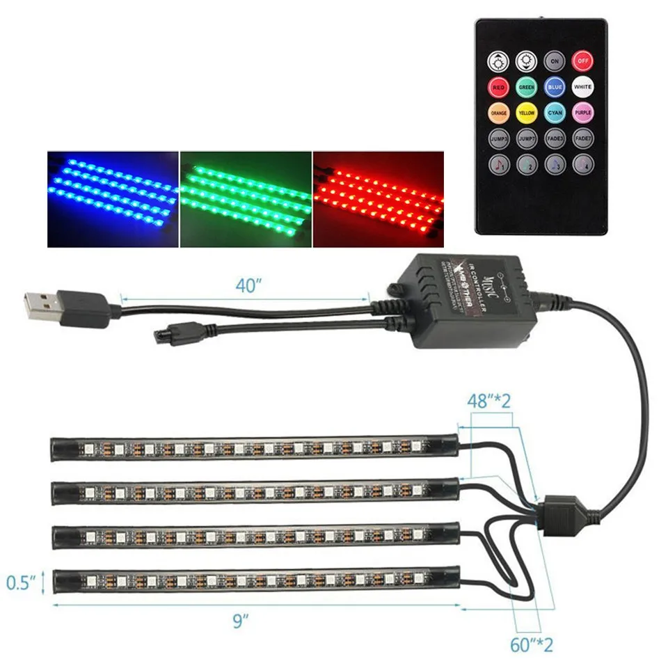 Car Led Strip Usb Powered Led Strip For Car Rgb Smd5050 Car Atmosphere ...