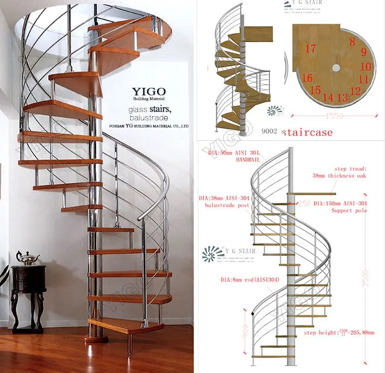 Aluminum Spiral Stairs/spiral Staircase Dimensions - Buy Spiral ...