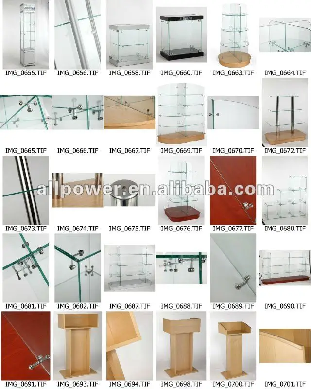 Free Standing Display Cases,Aluminum Profiles,Tempered Glass,Halogen ...