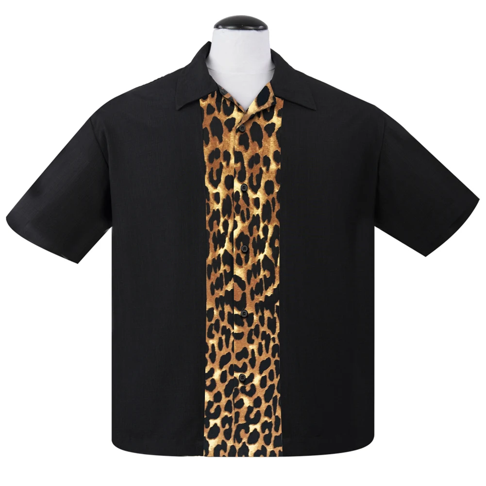 Mens Rockabilly Shirts Cheetah Clothing Short Sleeve Leopard Print ...