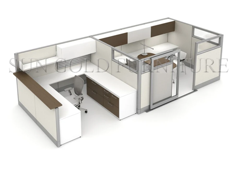 3 Seats Workstation Inline Modular Cubicle Office Desk Melamine Office ...