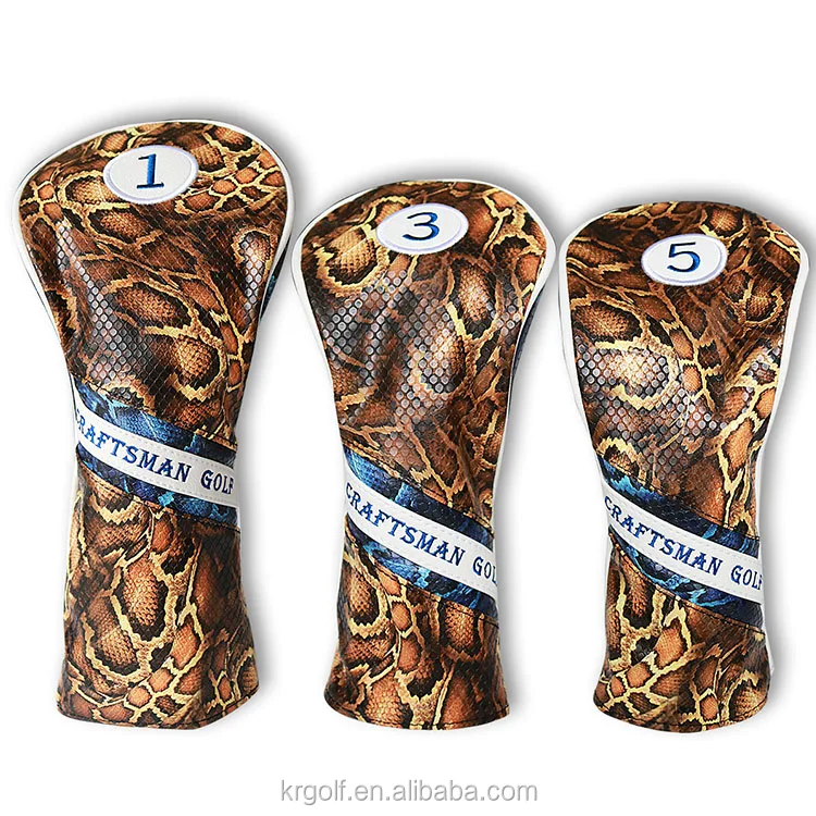 Hot Sale Custom Snake Pu Leather Head Cover Wood Headcover For Driver ...