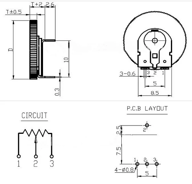 16mm Thumb Wheel Potentiometers B1k - Buy Thumb Wheel Potentiometers ...