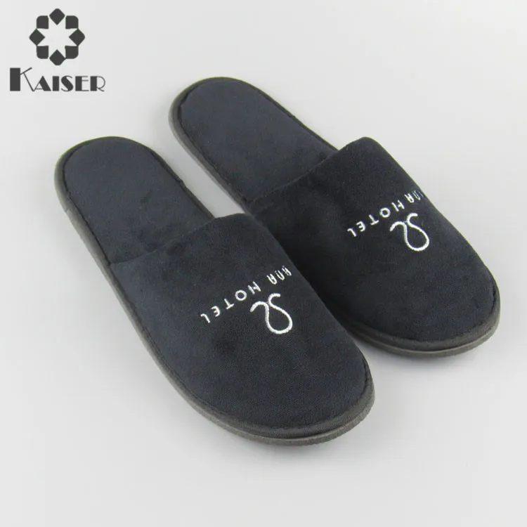 Luxury Hotel Slippers - Black Coral Fleece for 5 Stars