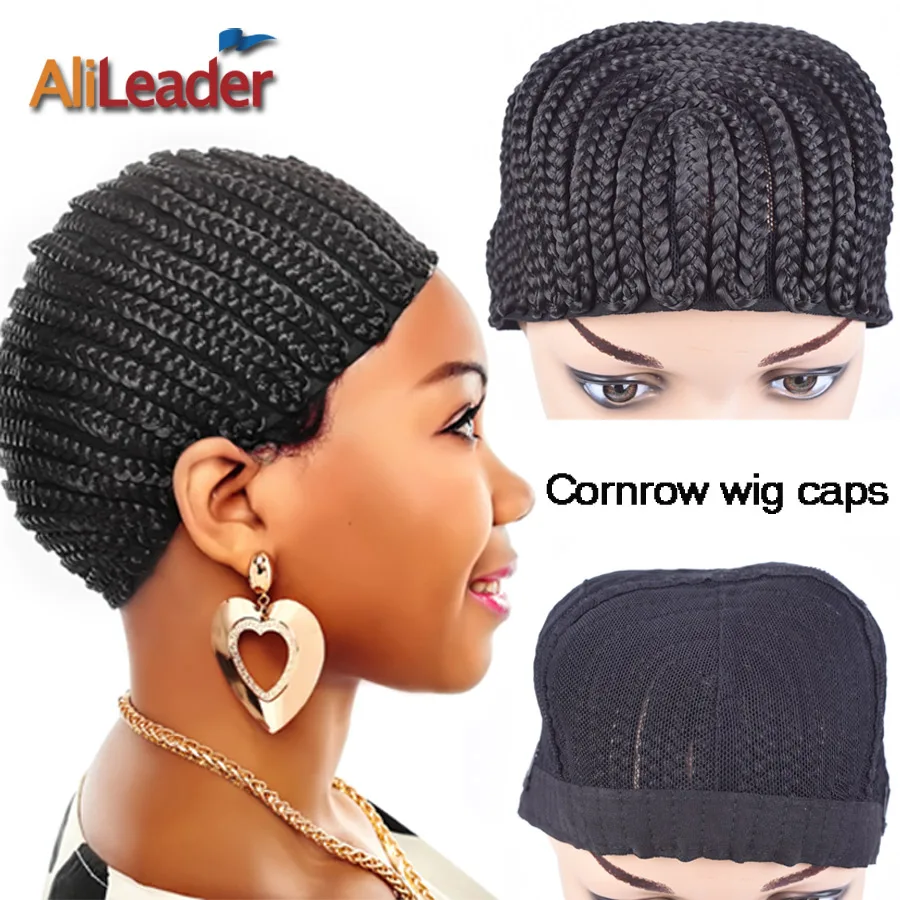 Alileader Cheap Black Cornrow Braided Wig Cap For Making Crochet Hair ...
