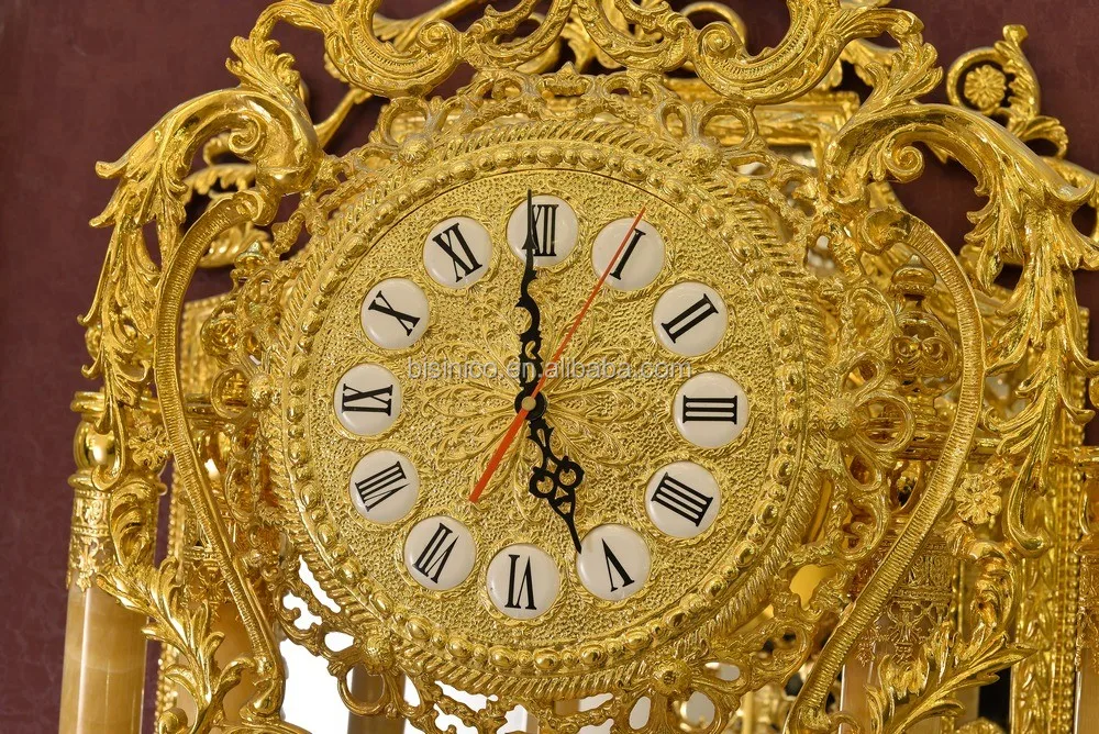 Italian Design Antique Grandfather Clock - 24K Gold Plated