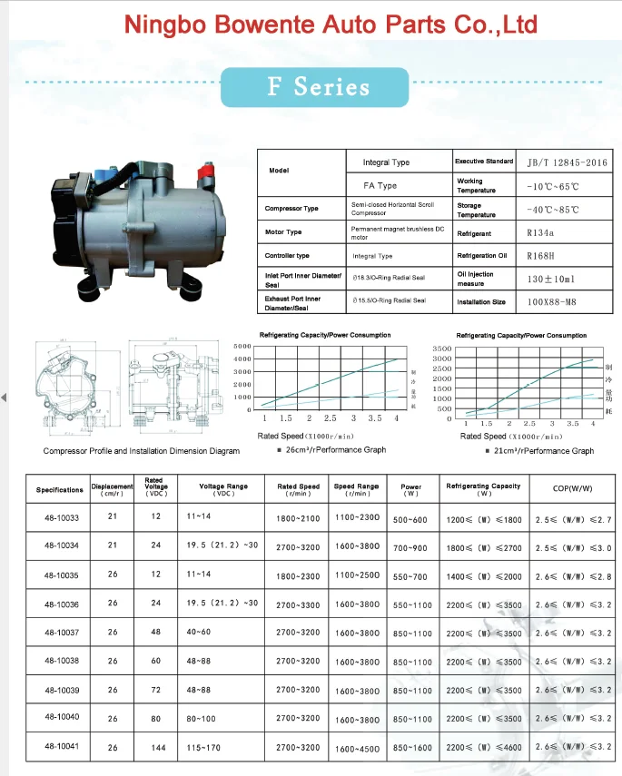 Universal 12V Auto Air Conditioning Electric Car AC Compressor
