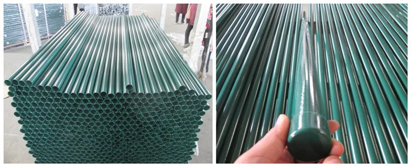 PVC Coated Euro Steel Round Fence Post with Inclined Connector