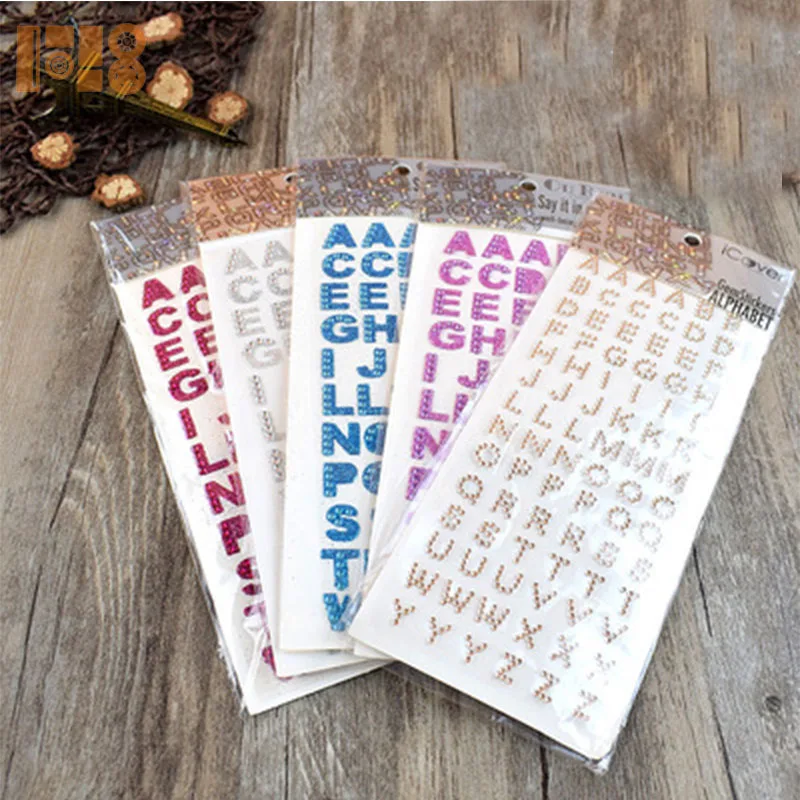 Glitter Alphabet Letter Sticker Reflective Acrylic Rhinestone Stickers ...