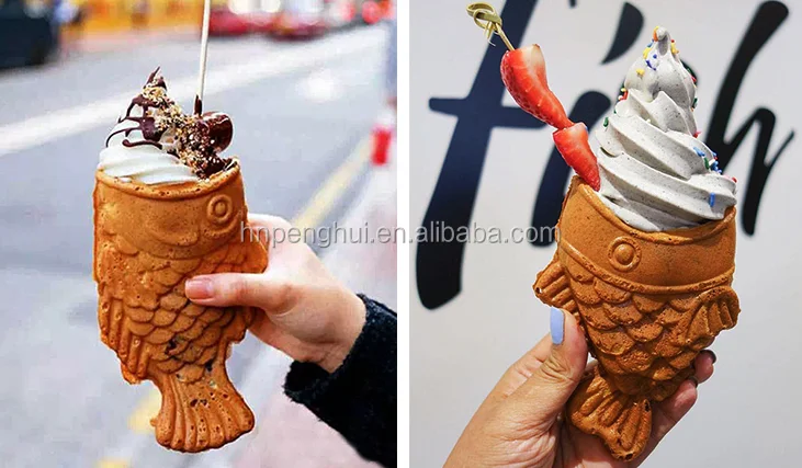 Commercial Fish Shape Ice Cream Waffle Cone Maker