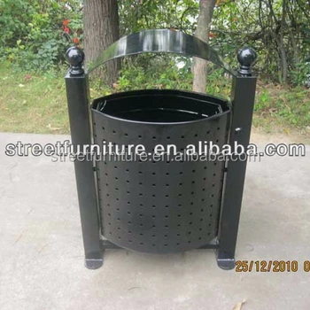 Metal Public Waste Bin Black,Iso Certificated Metal Park Litter Bin ...