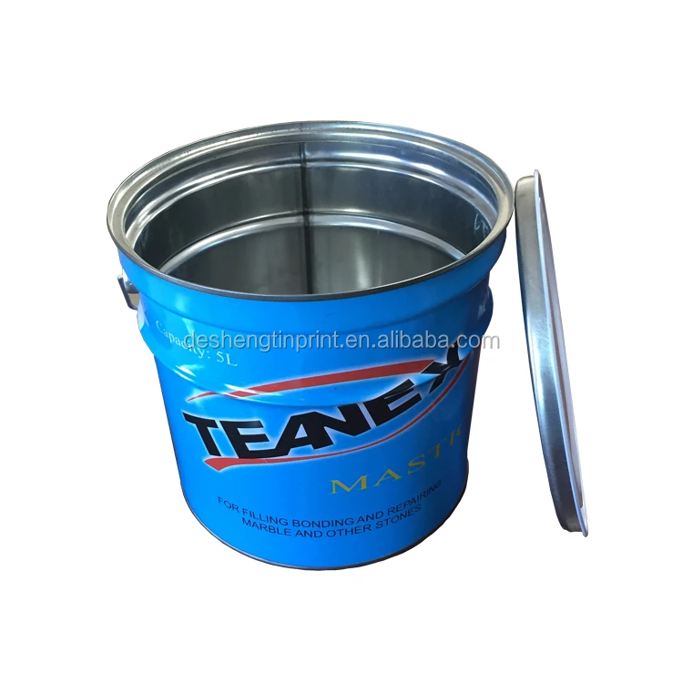 Custom 5 Liter Conical Metal Tin Packaging Bucket with Embedded Round ...