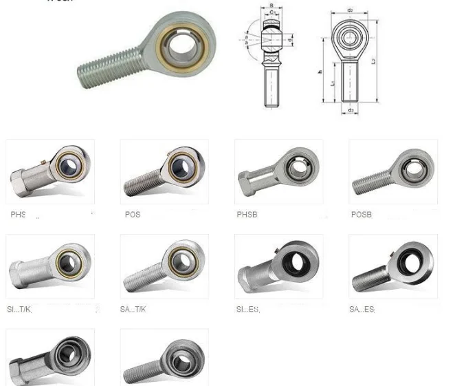 Phs12 Phs16 Phs20 Spherical Plain Ball Joint Rod End Bearings Pos18 ...