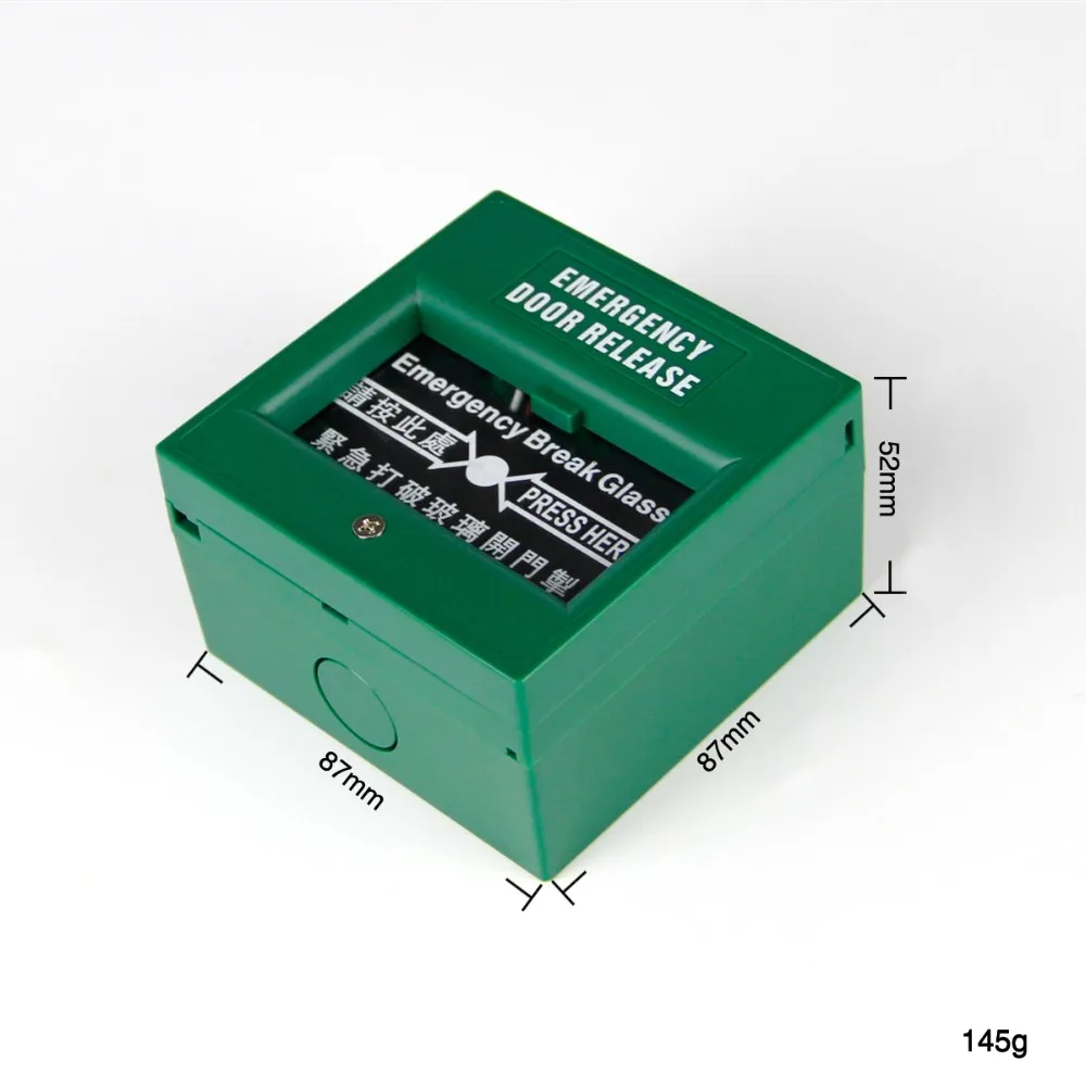 Door Release Exit Button Green Glass Break Emergency Fire Alarm System ...