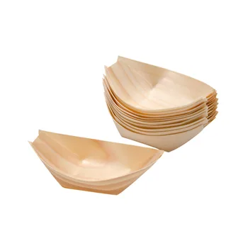 7" Disposable Bamboo Boat Shape Salad Dishes Plates - Buy Unbreakable ...