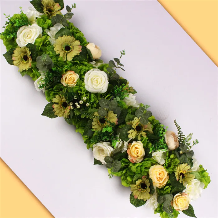 F-1421 Artificial Floral Silk Rose Arch Wedding Runner Table Flower 1m ...