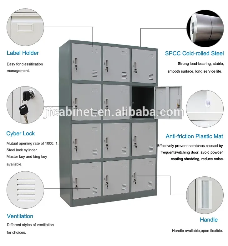 12 Door Steel Locker Compartment Locker JF-3B4A - Durable & Secure