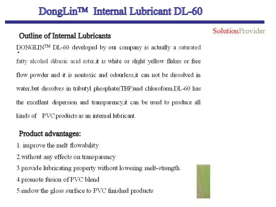 PVC Internal Lubricant DL60/G60 - Enhance Product Quality