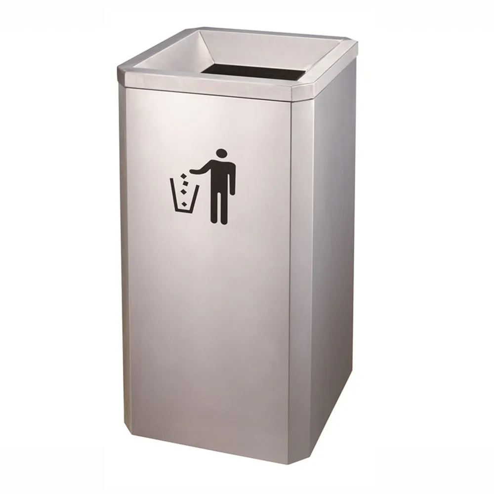 High Quality Commercial Mall Stainless Steel Top Open Waste Bin - Buy ...