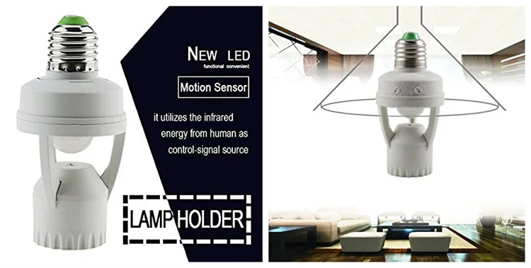 Human Detector Automatic E27 Light Sensitive Bulb Socket Outdoor Motion ...