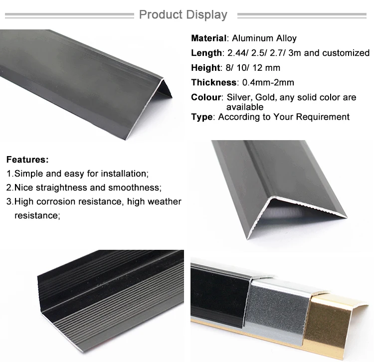 Aluminium Angle Staircase Edge Black Metal Stair Nosing - Buy Black ...