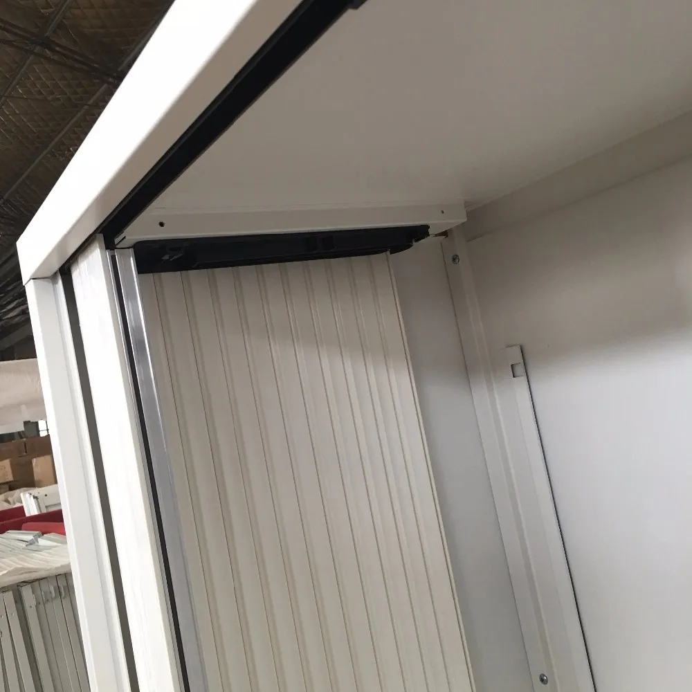 Tall Storage Cabinet Book Shelf Roller Shutter Door Middle Vertical ...