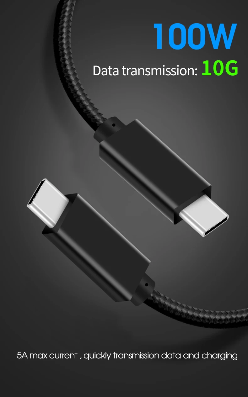 New Products 20v 5a 100w Pd Quick Charge Usb C Cable 3.1 Type C With E ...