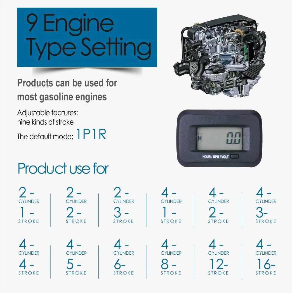 Runleader Digital RPM Meter - Track Engine Hours Accurately