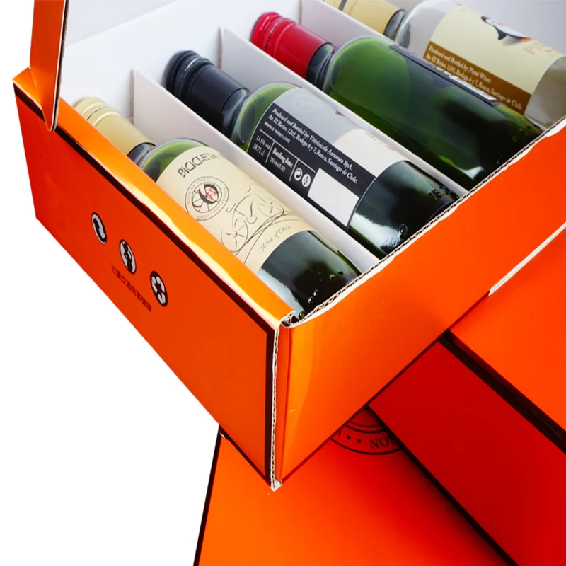 Custom Luxury E Flute Corrugated Wine Glass Bottle Boxes