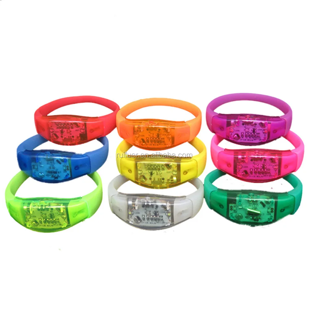Oem Logo Silicone Led Wristband Sound Activated Flashing Light Up Led ...