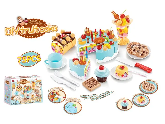 Intelligent 37pcs Toy Birthday Cake Kitchen Toys Cake Food Diy Pretend ...