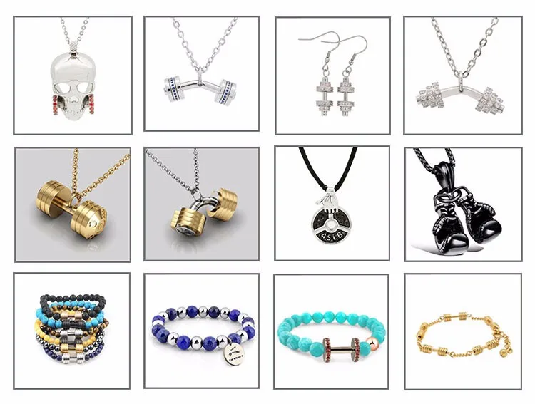 Men Fitness Jewelry Gym Necklace Bend Broken Dumbbell Pendant Show Your ...