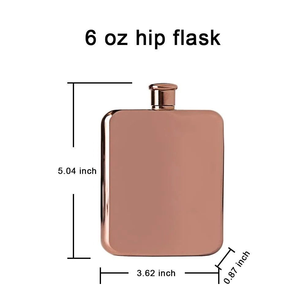 Rose Gold Hip Flask Plated 304 Stainless Steel Liquor Flask With Custom ...