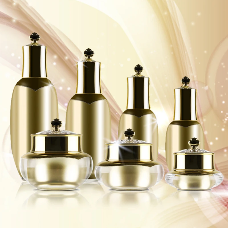 Luxury Golden Packaging Round Bottle Cosmetic Bottle Lotion Bottle ...