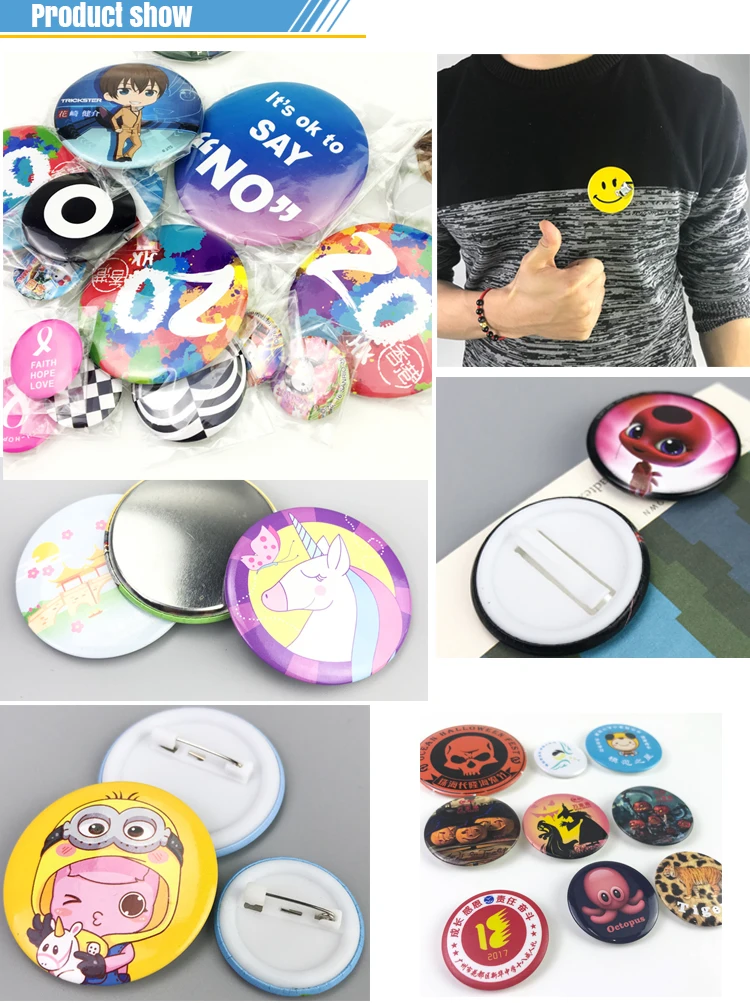 Custom Printed Round Pinback Button Badge With Safety Pin For Promotion ...