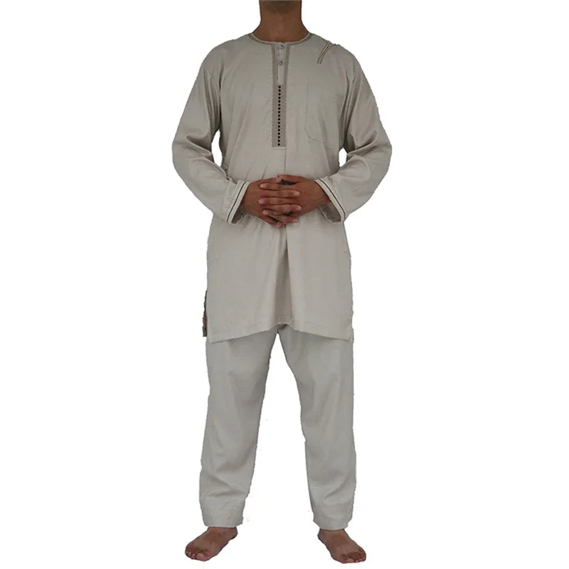 6 Colors Dubai Men Fashion Middle Eastern Tunic Kaftan 2piece Set ...