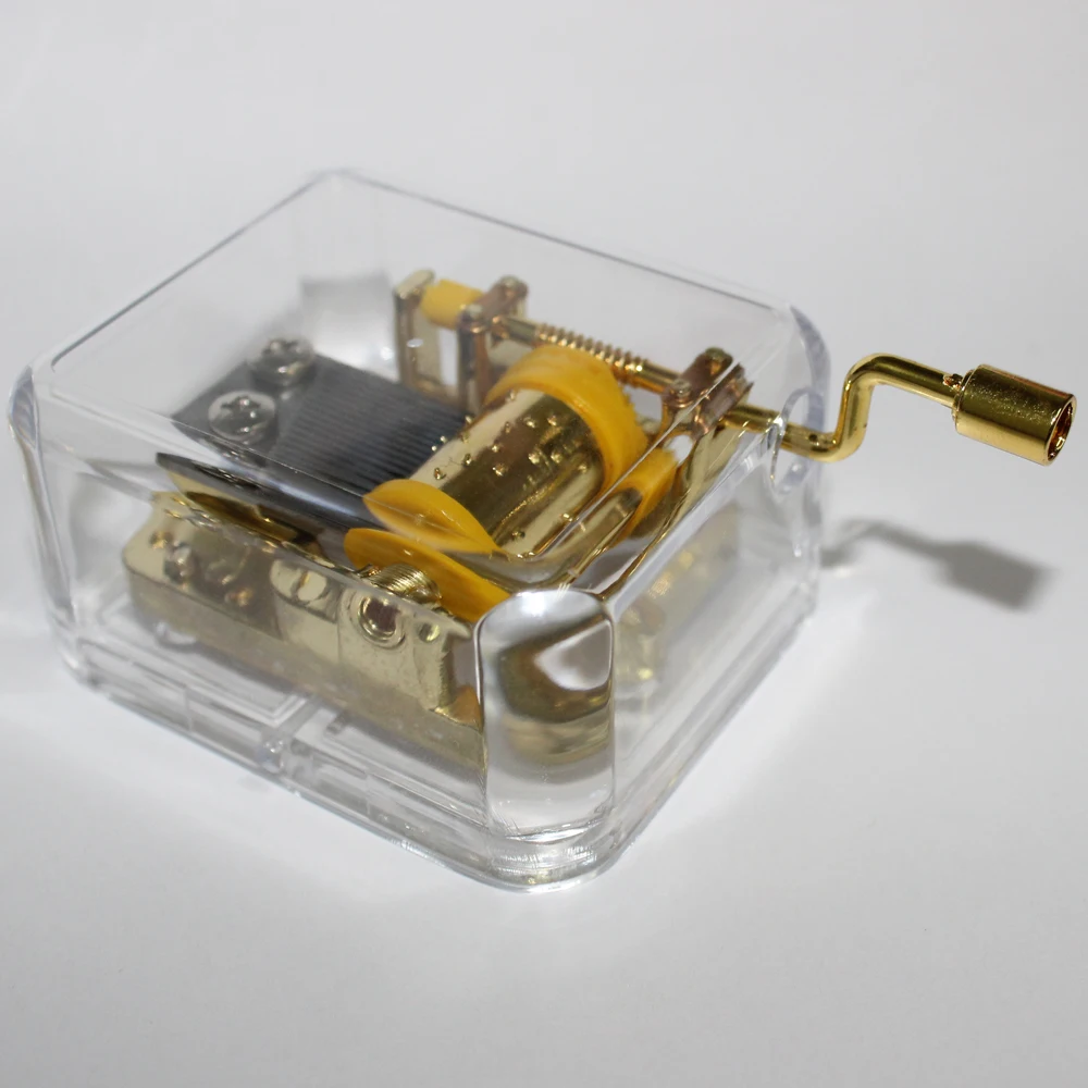 18 Notes Hand Crank Musical Box Mechanism With Acrylic Board Music Box ...