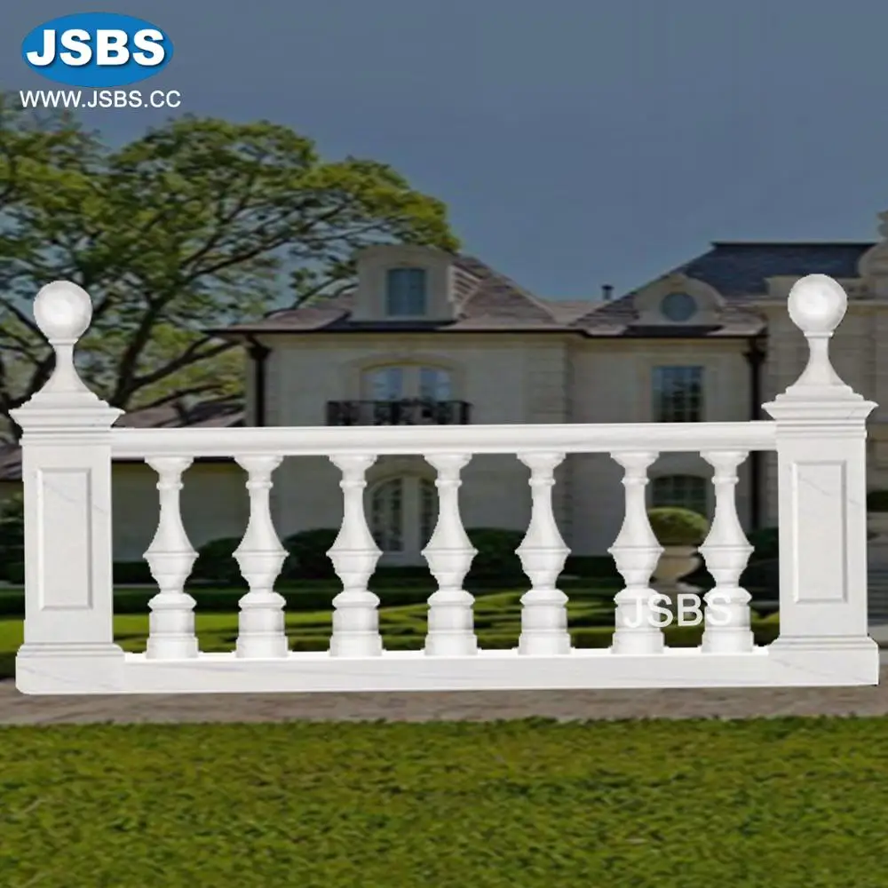 Architecture Outdoor Decorative White Stone Marble Balcony Railing For ...