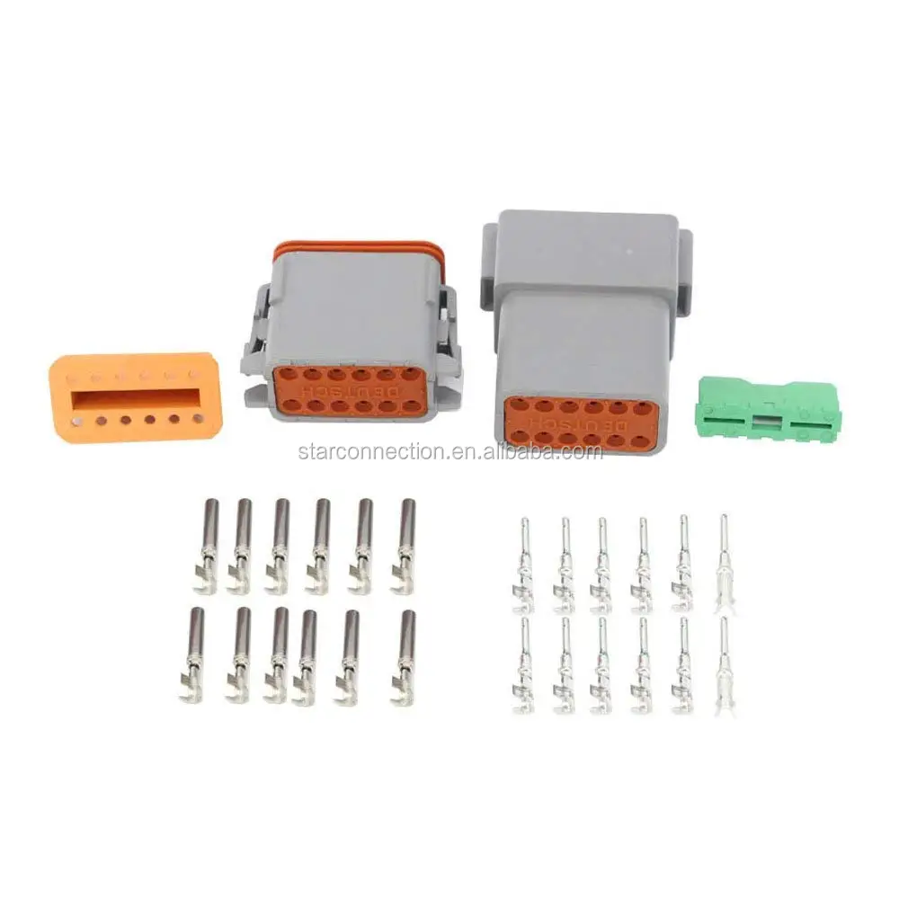 Deutsch DT 12 Pin gris hombre y mujer Auto eléctrico a prueba de agua conector de cable macho ...